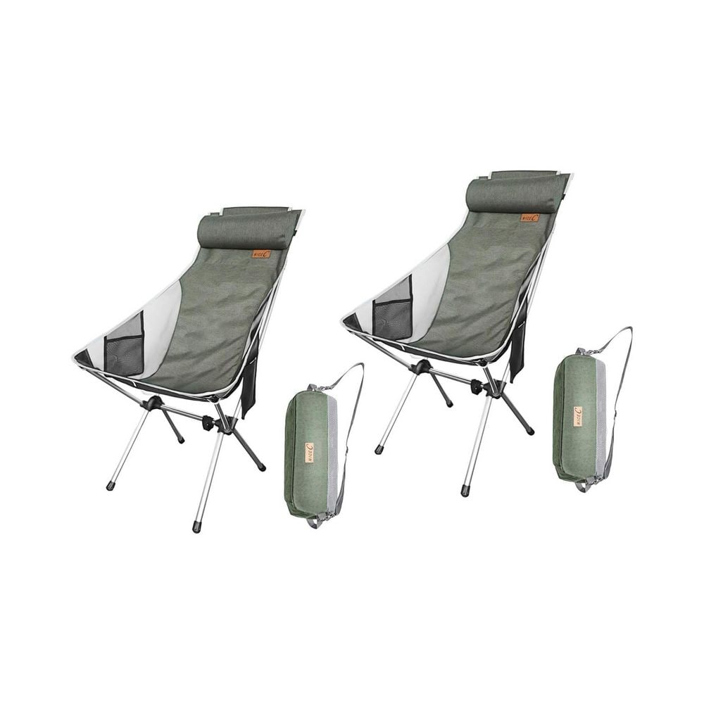 Camping Chairs, High Back Folding Chairs, Light Chairs with Pillow, Pockets and Bag, Compact and ...