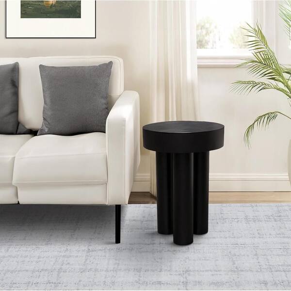 HOME IMPORTS EMPORIUM 16 in. Black Round Wood End Table, Sturdy Build ...