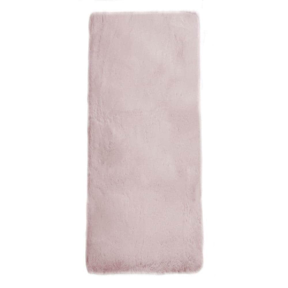 Latepis Mmlior Faux Rabbit Fur Pink 2 ft. x 8 ft. Fluffy Cozy Furry ...