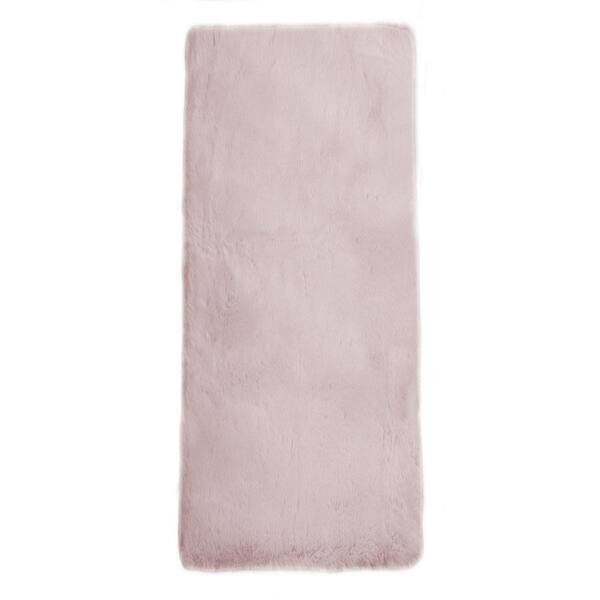 Latepis Mmlior Faux Rabbit Fur Pink 2 ft. x 8 ft. Fluffy Cozy Furry ...