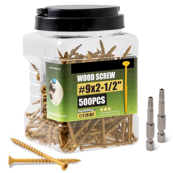 Afoxsos Rust Resistant Tan Exterior Wood Screws 4 in. Self-Tapping Deck ...