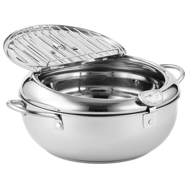 4.2 Qt Stainless Steel Stock Pot Silver with Lid, Thermometer, Oil ...