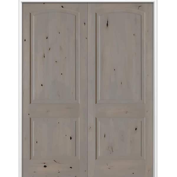 Krosswood Doors 64 in. x 96 in. Rustic 2-Panel Arch Top Universal ...