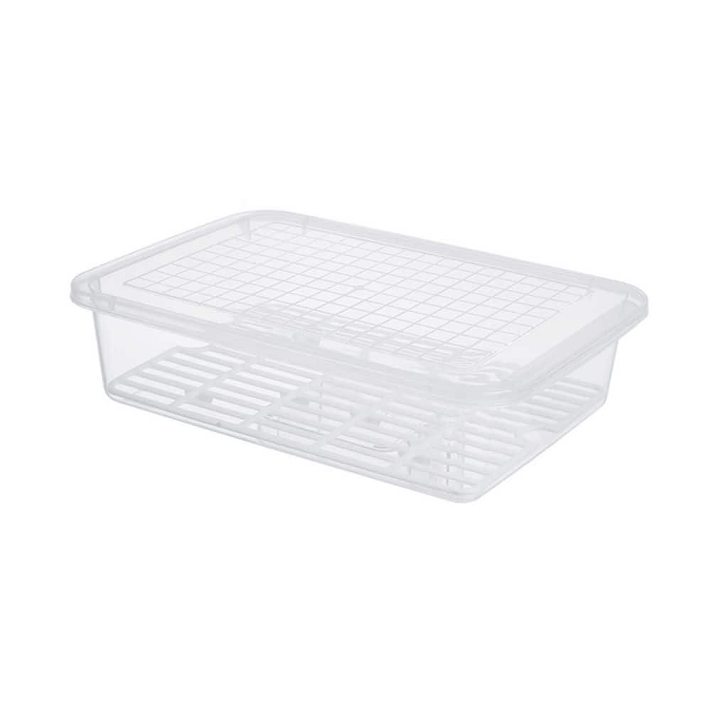 Food Storage Container with Removable Drain Plate and Lid, Plastic ...