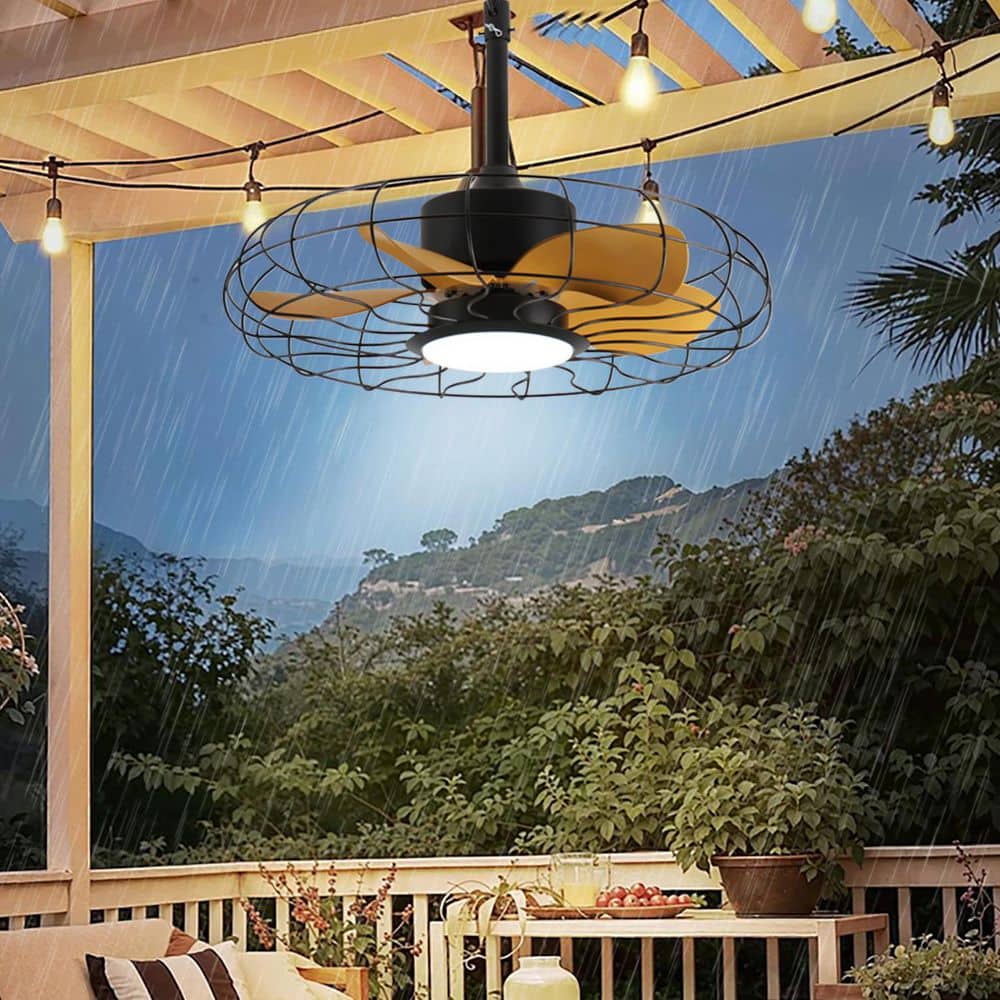 Jushua 23 in Black Outdoor Waterproof Ceiling Fan with Remote Control ...