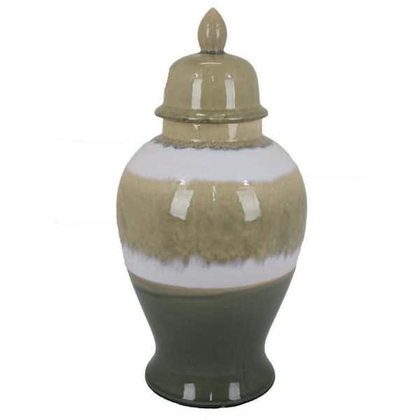 Benjara Ceramic Jar with Clean Lines BM310133 - The Home Depot