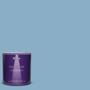 BEHR PREMIUM PLUS 1 gal. #S500-4 Chilly Blue Semi-Gloss Enamel Low Odor ...