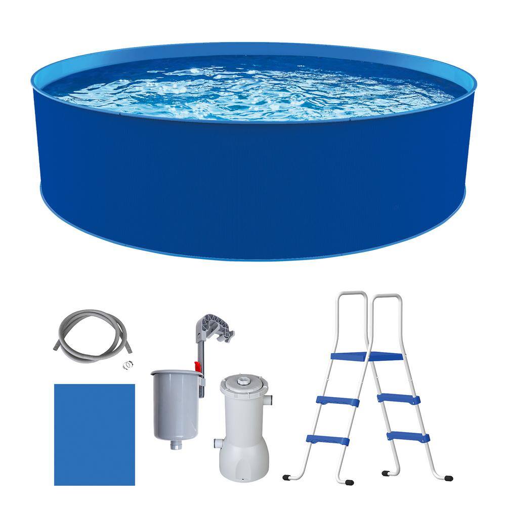 Blue Wave 12 ft. Round 36 in. D Cobalt Steel Wall Pool Package NB19784 ...