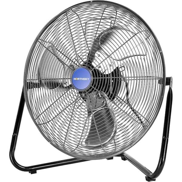 18 in. 3 Speeds Floor Fan in Black with 3,200 CFM, Durable Steel Grille ...