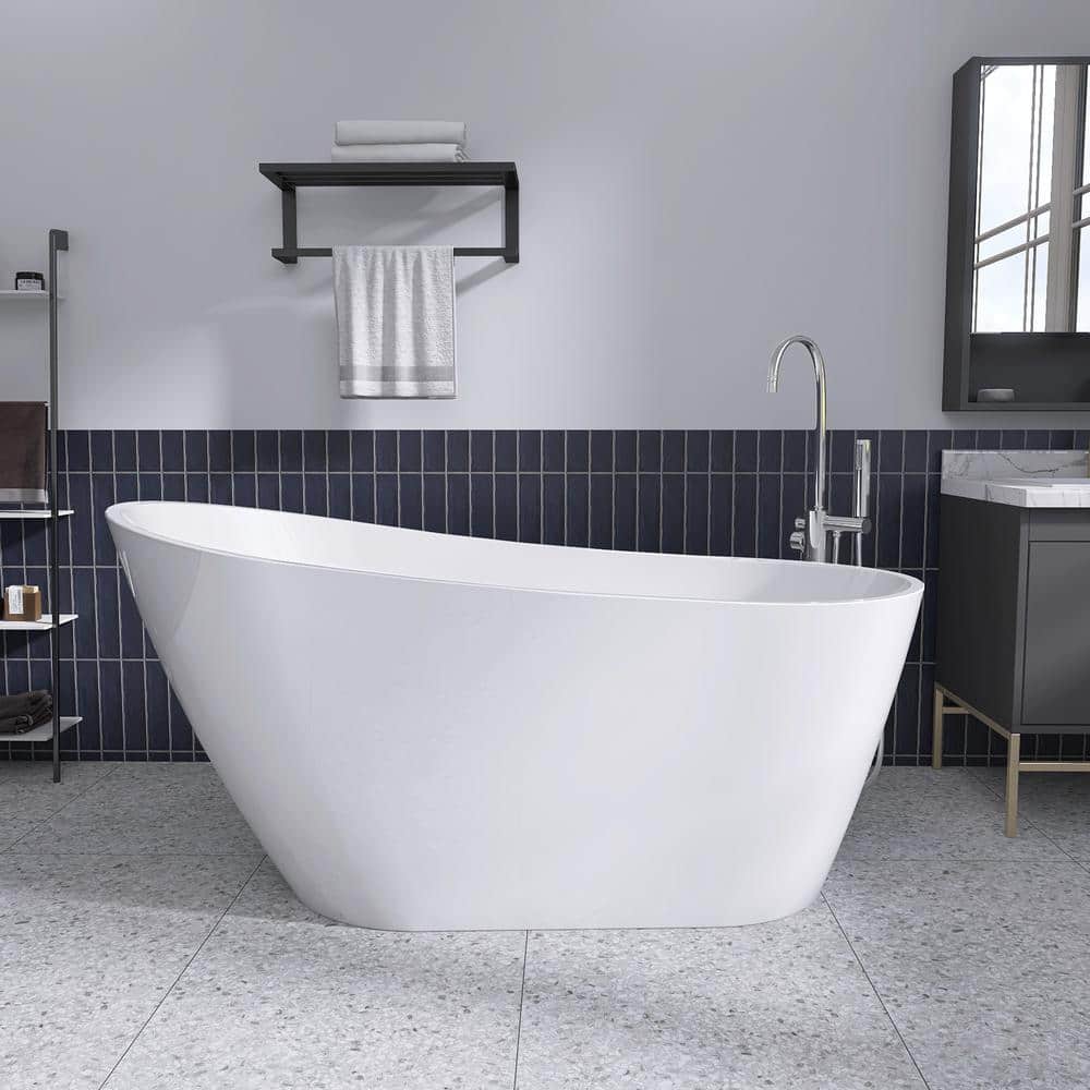 Reviews for Zeafive 55 in. x 30.75 in. Acrylic Soaking Tub Flatbottom ...