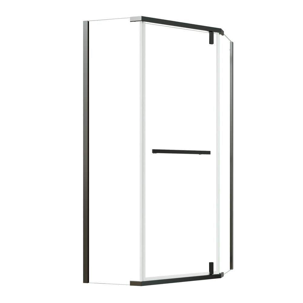 Lonni 38 in. W x 72 in. H Neo Angle Pivot Semi Frameless Corner Shower ...