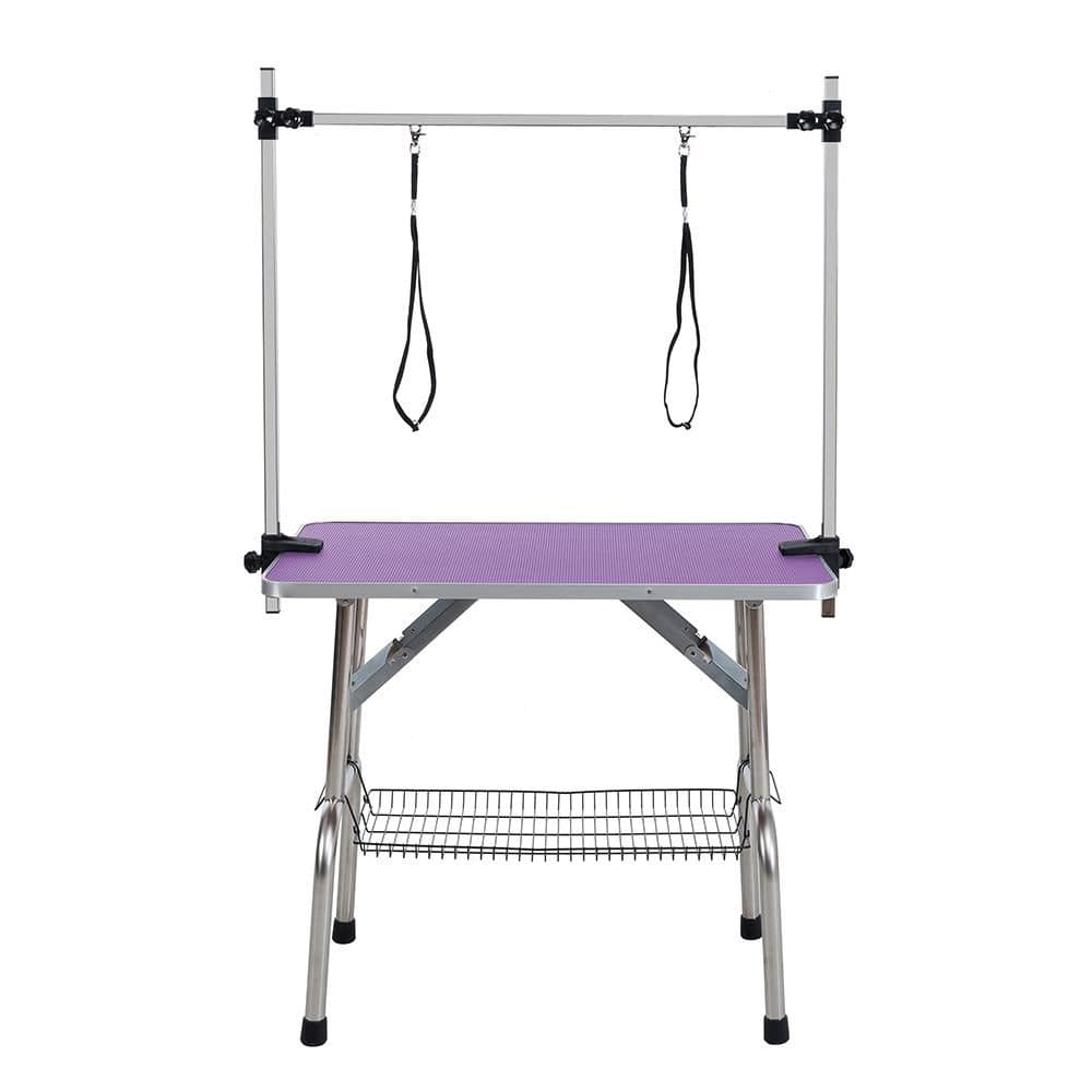 Purple 46 in. Dog Pet Grooming Table Rubber Mat on Board with ...