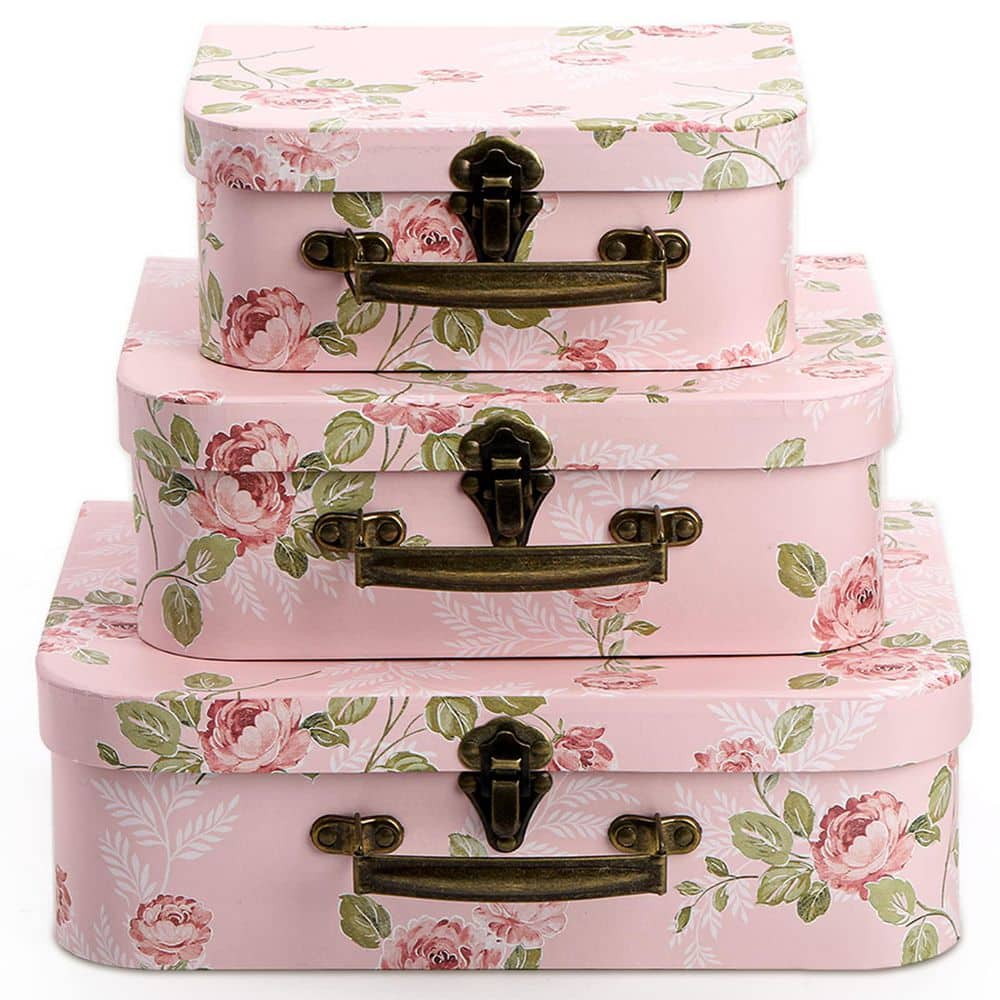 Suitcase Collection Pink 8.6 in. x 11.8 in. Paperboard Decorative ...