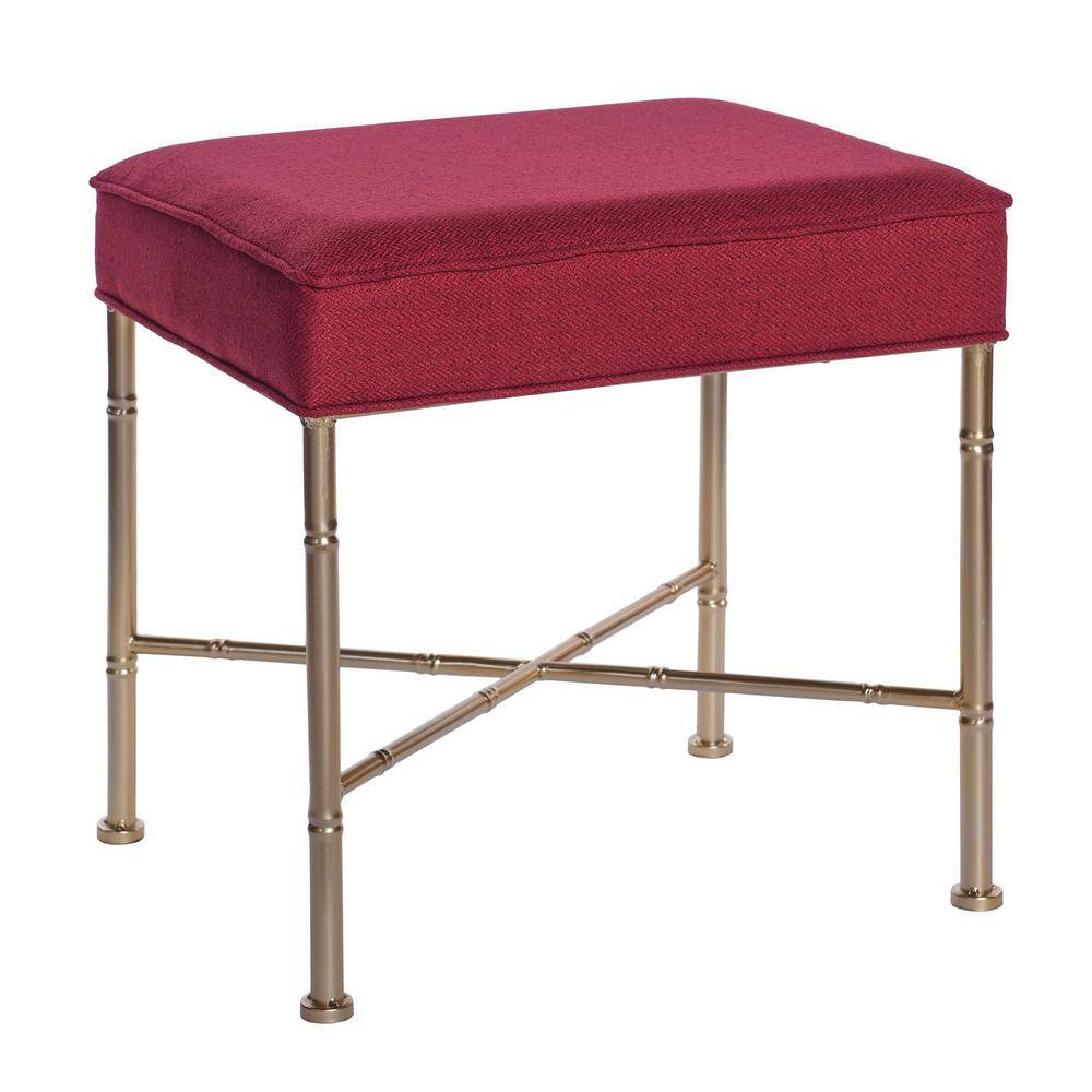 StyleCraft Dann Foley Bamboo Stool 4 in. Red, Gold Metal Upholstered ...