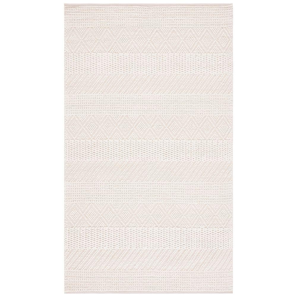 SAFAVIEH Natura 3 ft. x 5 ft. Ivory Diamond Geometric Striped Area Rug ...