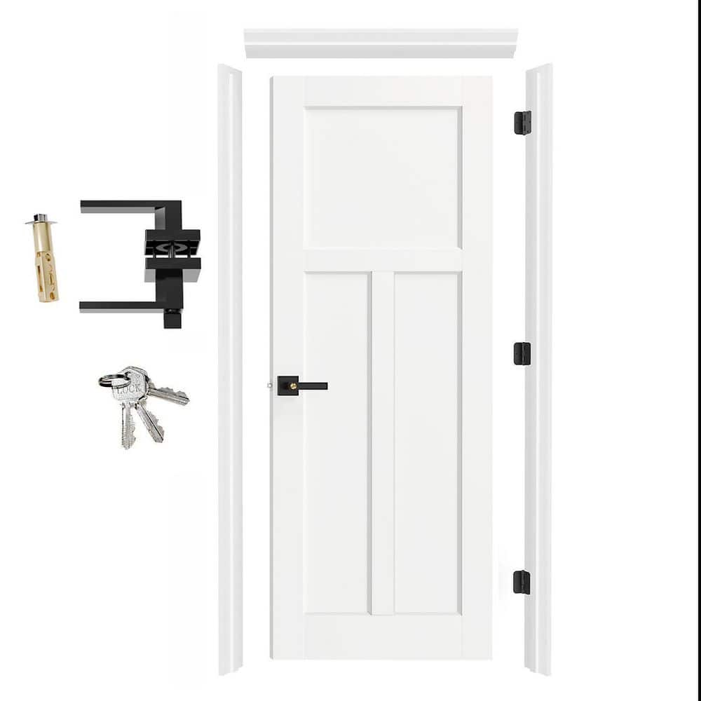 TENONER 24 in. x 80 in. T-shape Wood Door Right-Handed Bedroom Door ...