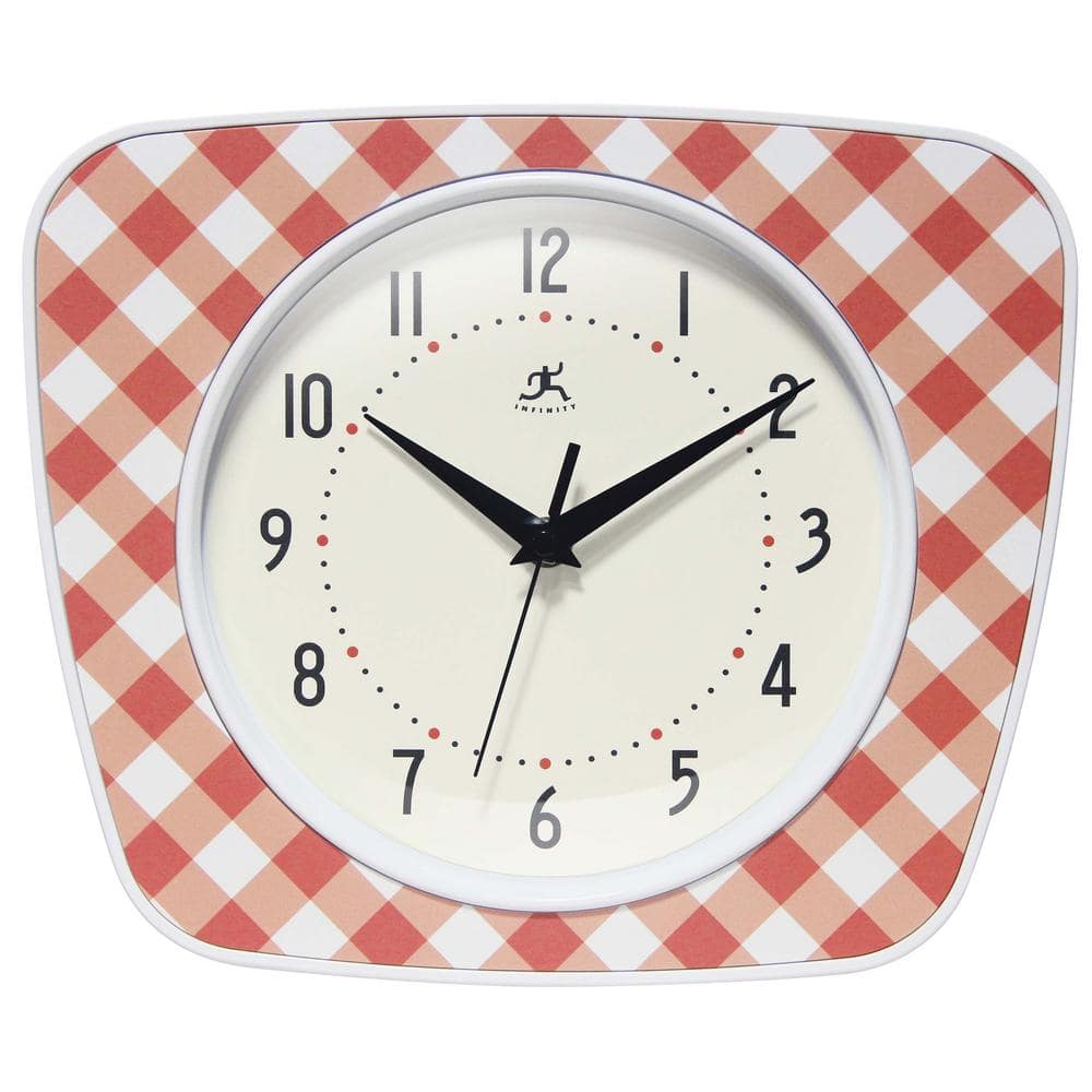 Infinity Instruments Plaid Trapezium Red Wall Clock, 9.25 in. x 10.875 ...