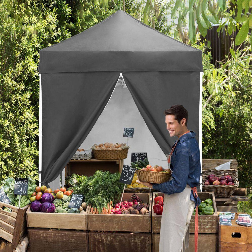 EAGLE PEAK 5 ft. x 5 ft. Pop-Up Canopy with 4-Side Wall Panels E25SW4 ...