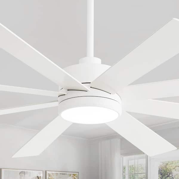 Airsurfer 65 in. Integrated LED Indoor/Outdoor Windmill Matte White ...