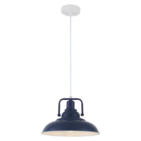 ZJVAIVE 1-Light Dark Blue Pot Cover Pendant Hanging Light with Metal ...