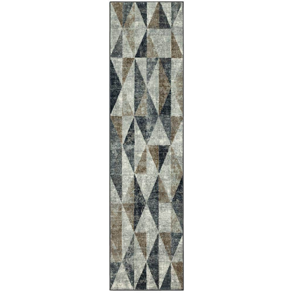 SCOTT LIVING Absolute Neutral 2 ft. x 8 ft. Geometric Runner Rug 106899 ...