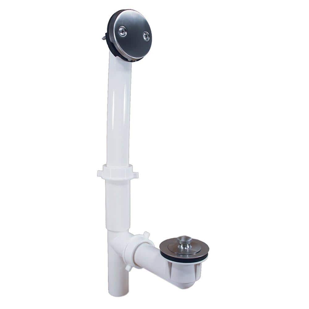 JONES STEPHENS Lift and Turn White Plastic Tubular 2-Hole Bath Waste and Overflow Tub Drain Full ...