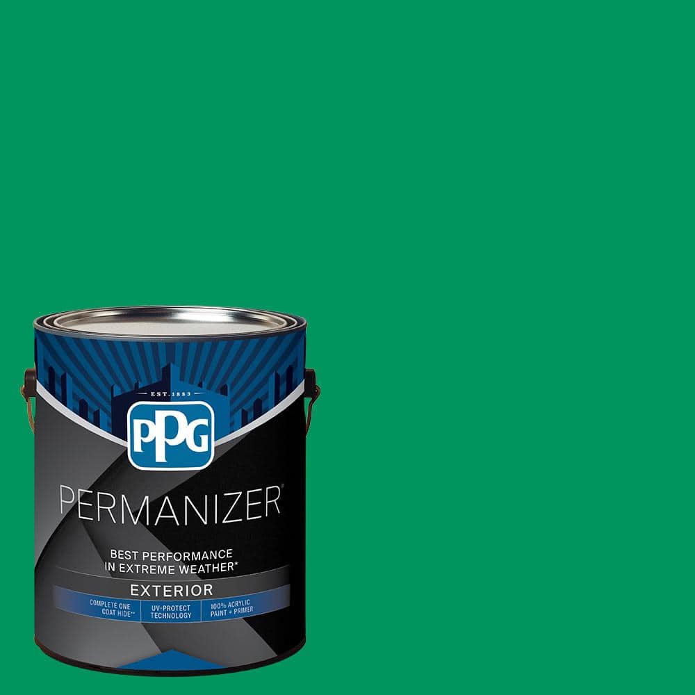 PERMANIZER 1 gal. PPG1227-7 Green Gloss Flat Exterior Paint PPG1227-7PZ ...