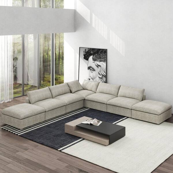 Have a question about Magic Home 118 in. Square Arm 7-Piece Linen L-Shaped Modular Sectional ...