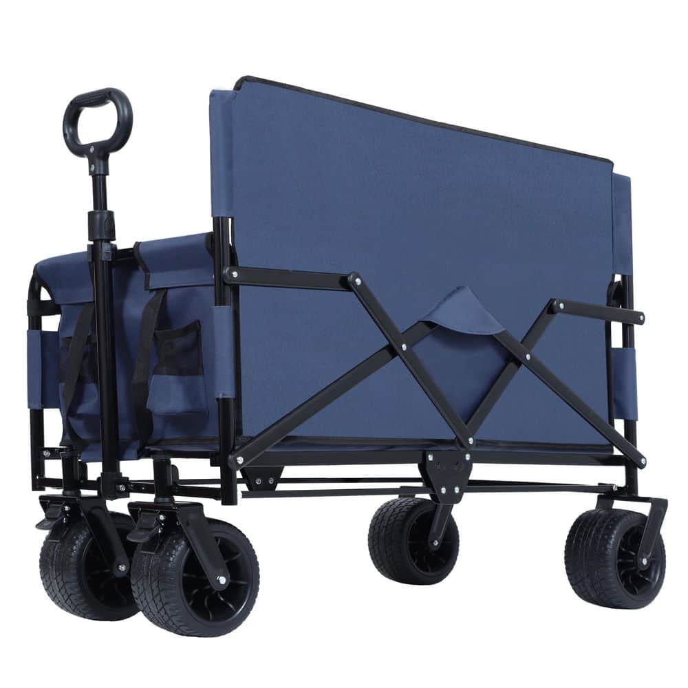 6.4 cu. ft. Dark Blue Steel Garden Cart, 500 lbs Heavy-Duty Utility ...