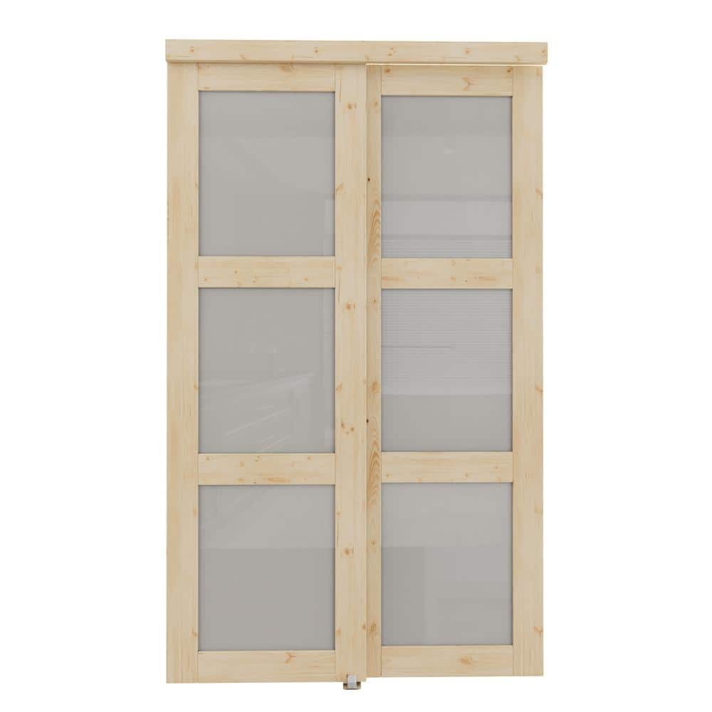 Reviews for EH PUERTA 48 in. x 80 in. 3-Lite Frosted Glass Primed White ...