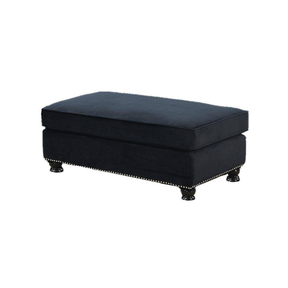 Benjara Black Fabric Rectangle Medium Ottoman BM231974 - The Home Depot
