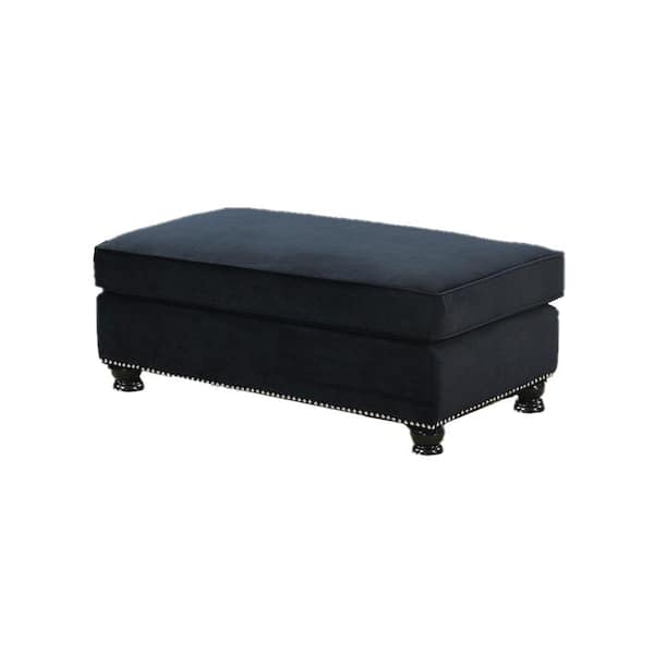 Benjara Black Fabric Rectangle Medium Ottoman BM231974 - The Home Depot
