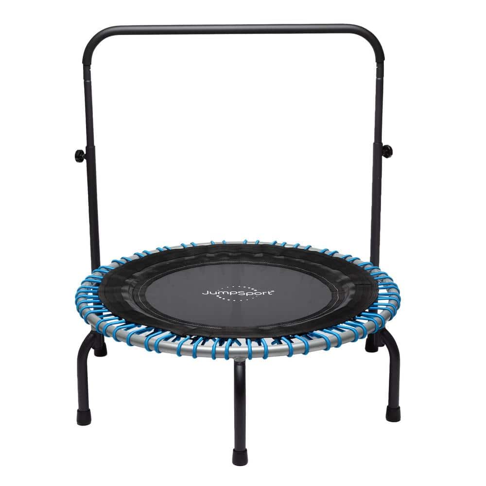 JUMPSPORT 39 in. Trampoline and Handle Bar in Teal with Adjustable ...