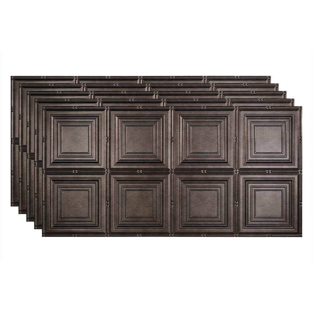 Fasade Portrait 2 ft. x 4 ft. Glue Up Vinyl Ceiling Tile in Smoked ...