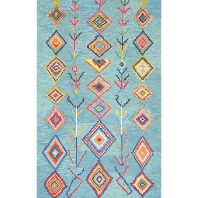 nuLOOM Belini Moroccan Southwestern Symbols Turquoise 9 ft. x 12 ft ...