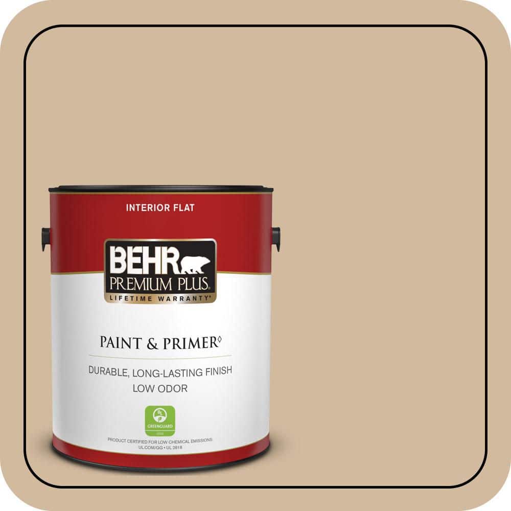 BEHR PREMIUM PLUS 1 gal. #S280-3 Practical Tan Flat Low Odor Interior ...