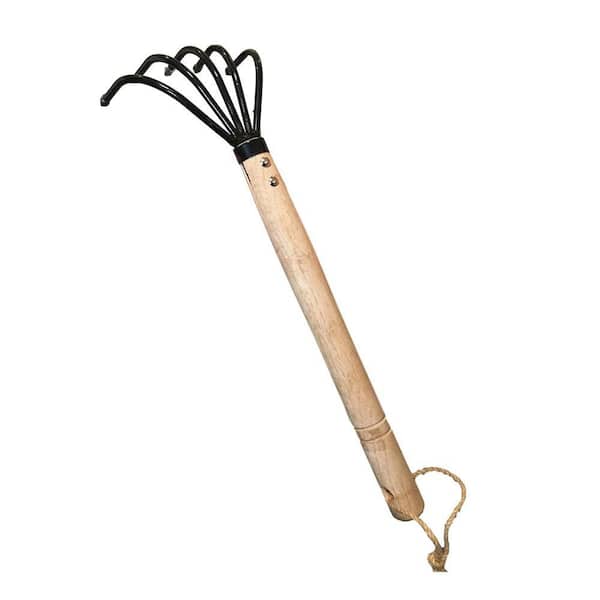 Dyiom Hand Tiller Rake 5 Jaw Tiller Tool, 5 in. Wooden Handle Stainless ...