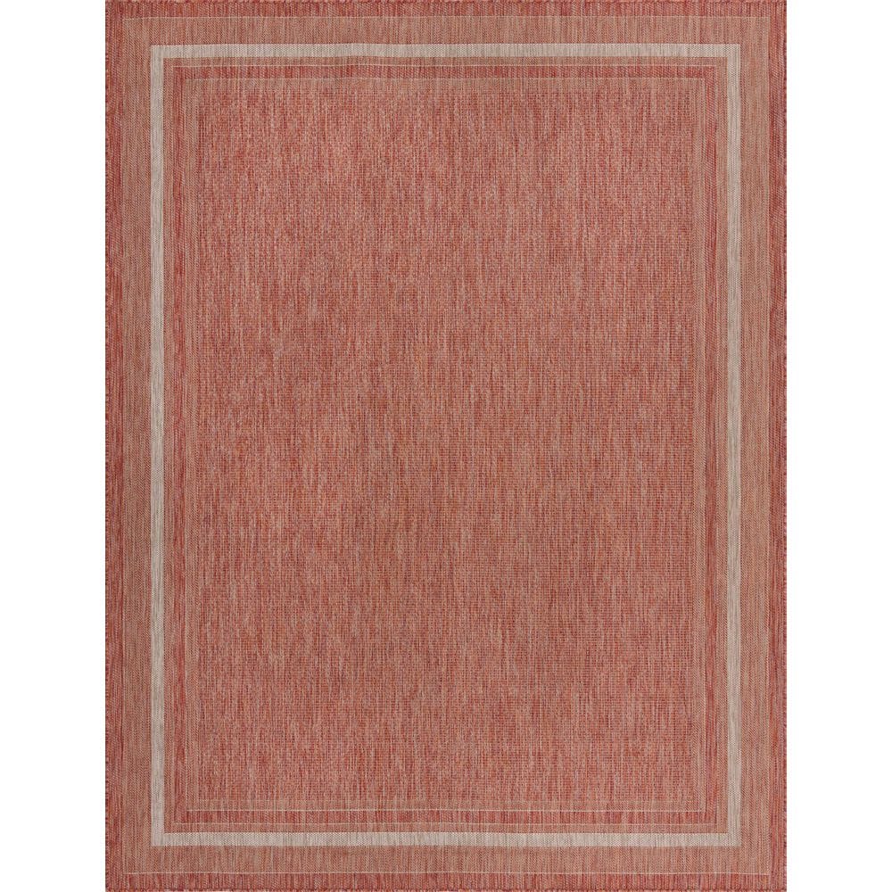 Unique Loom Outdoor Soft Border Rust Red 9' 0 x 12' 0 Area Rug 3128956 ...