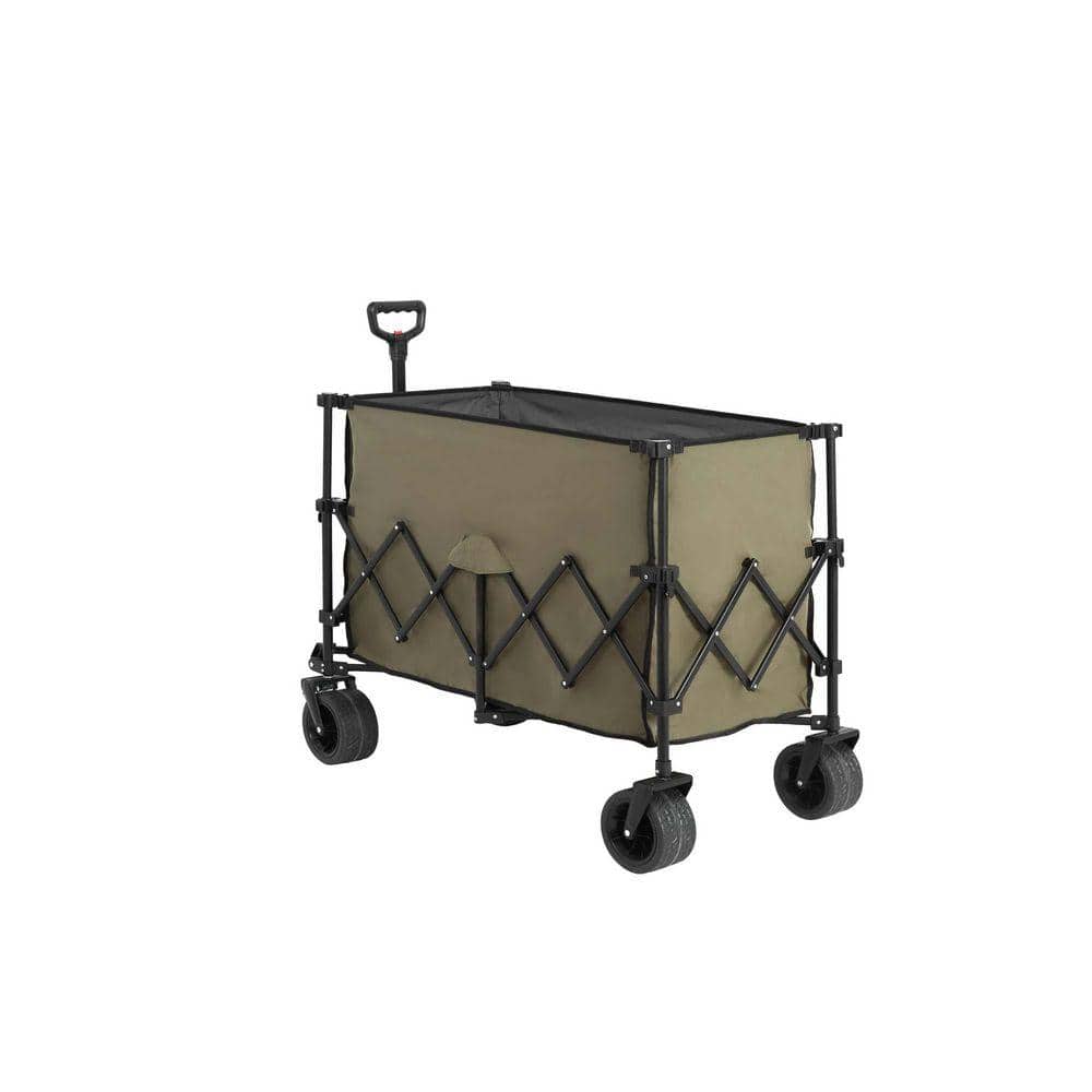 Sudzendf Army Green 10 cu. ft. Steel Garden Cart, Foldable Extended ...