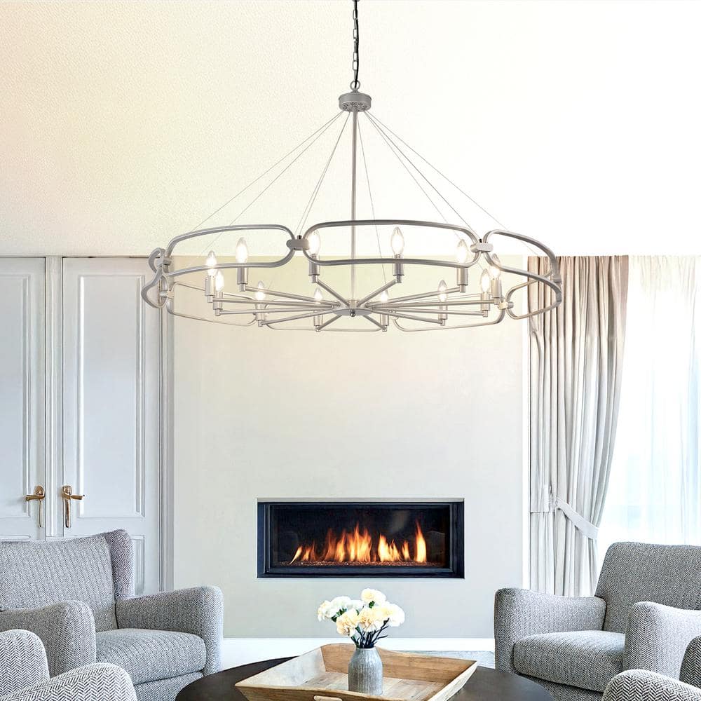 Magic Home 60-Watt 12-Light Silver Pendant Living Room Dimmable Candle ...
