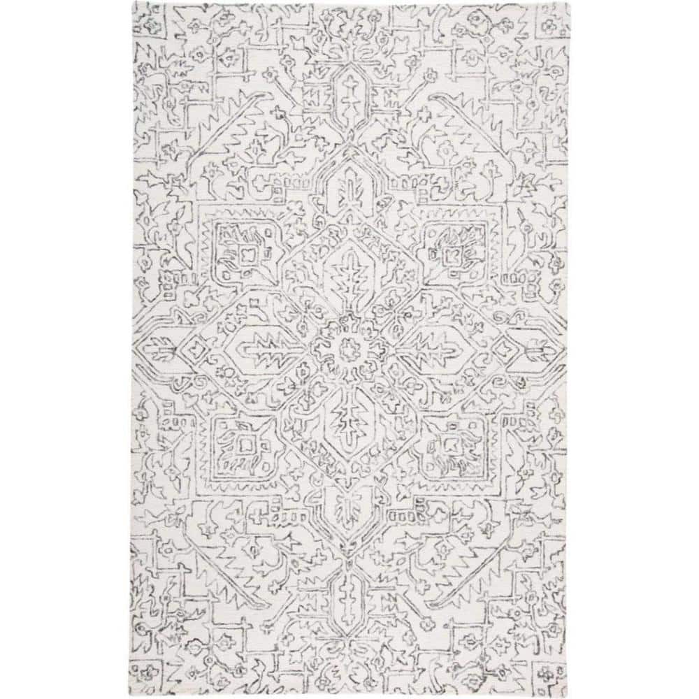 HomeRoots Gray and Ivory Floral 8 ft. x 10 ft. Area Rug 2000512213 ...