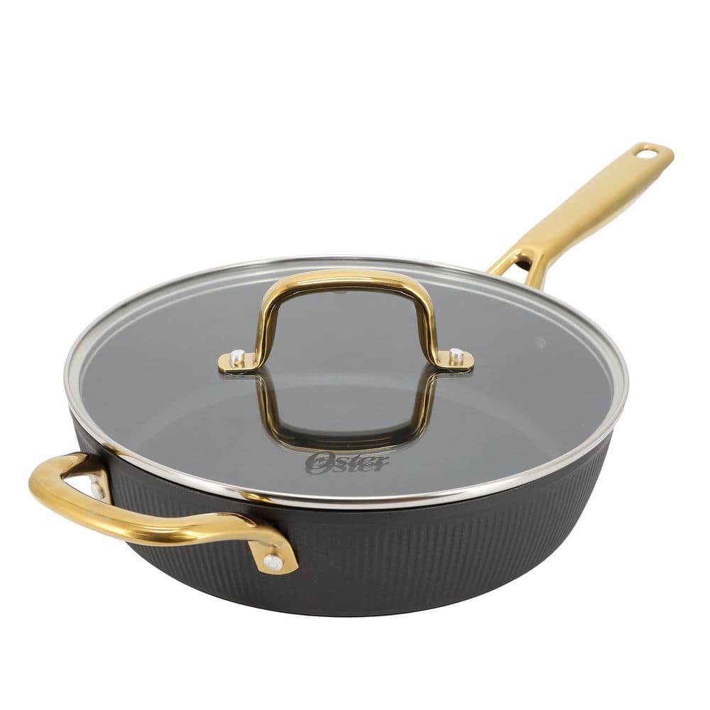 Oster Abbottsford 4 qt. Nonstick Aluminum Saute Pan with Glass Lid in ...
