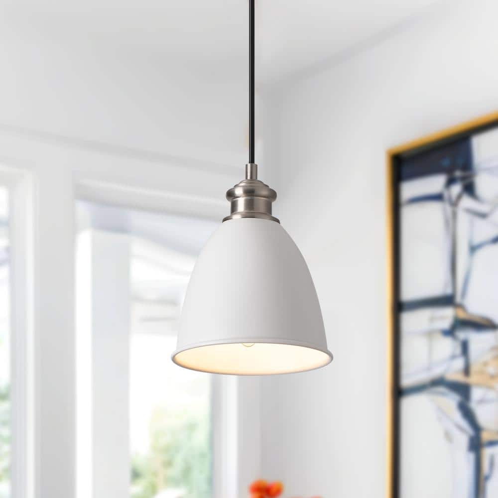 LANSEKI Monrovia Modern 1-Light Matte White Dimmable Pendant Light with ...