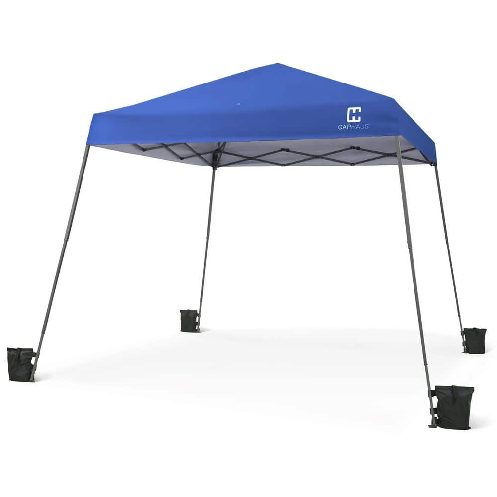 CAPHAUS 8 ft. x 8 ft. Blue Patented 1-Push Pop Up Outdoor Canopy Tent ...