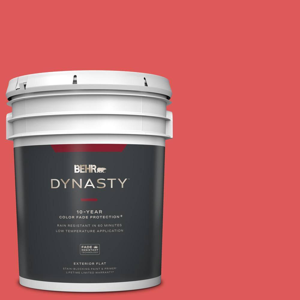BEHR DYNASTY 5 gal. #150B-6 Firecracker Flat Exterior Stain-Blocking ...