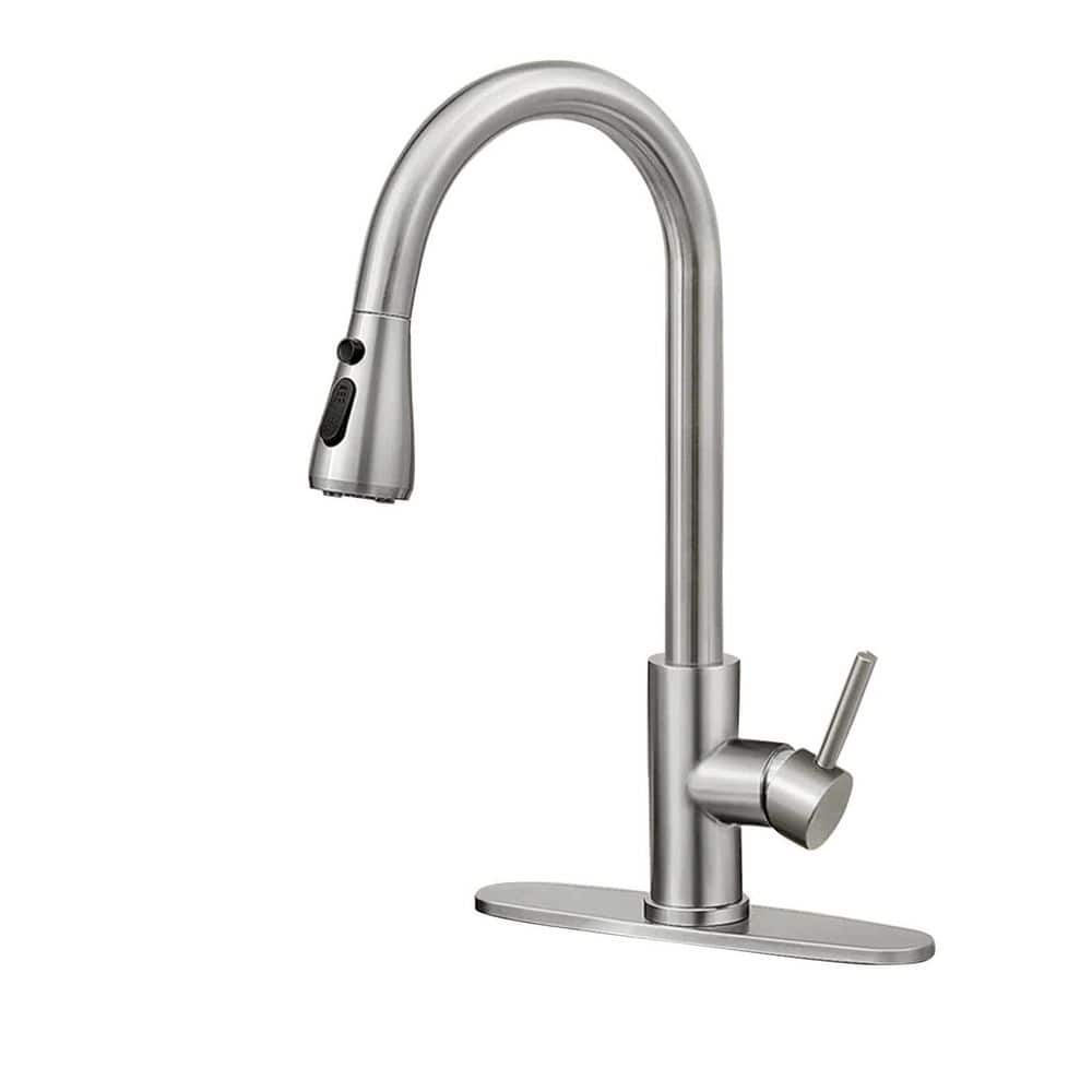 BYH build your home 15.35 in. Single Handle Pull Out Sprayer Kitchen ...