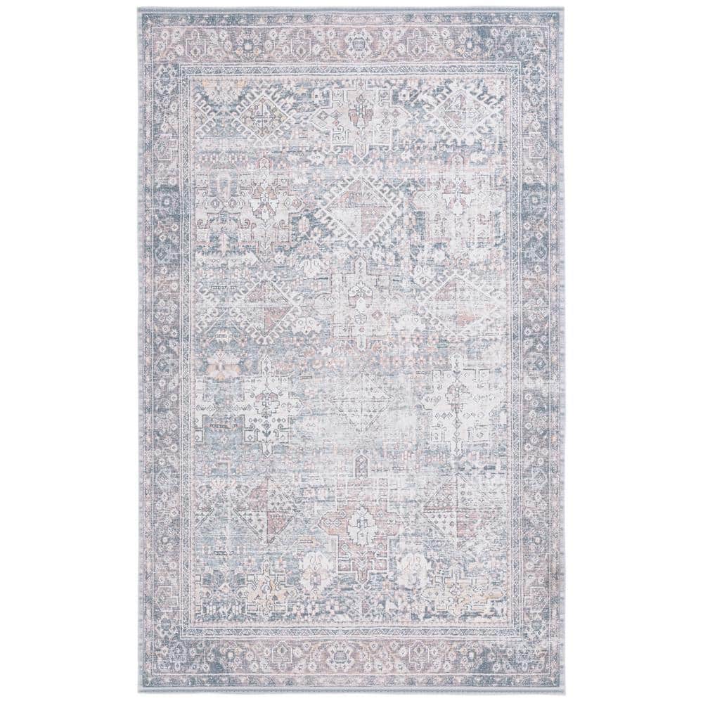 SAFAVIEH Arizona Dark Sage/Ivory 4 ft. x 6 ft. Distressed Border Ornate ...