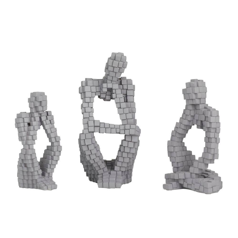 Litton Lane Grey Polystone Contemporary Sculptures (Set of 3) 041111 ...