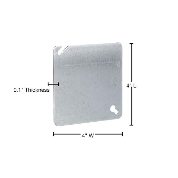 Steel City 4 in. Metallic Blank Square Electrical Box Cover (52C1-50R ...
