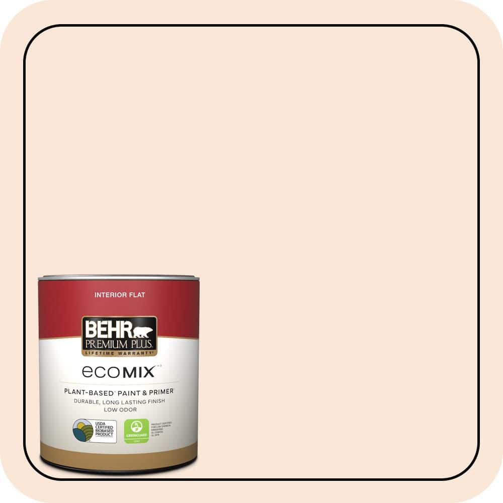 BEHR PREMIUM PLUS 1 qt. #260A-1 Feather White Flat EcoMix Plant-Based ...